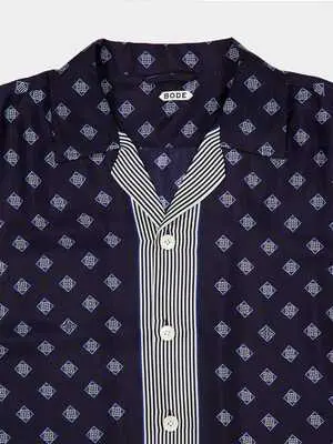 BODE Navy Foyer Diamond Short Sleeve Shirt - Blue