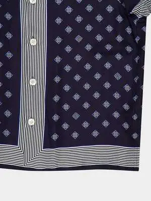 BODE Navy Foyer Diamond Short Sleeve Shirt - Blue