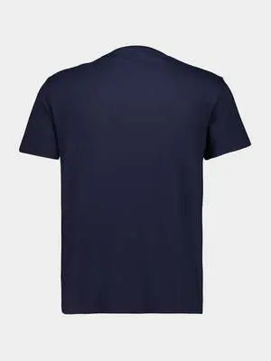 Valentino Garavani Navy Vlogo Cotton Crewneck T-shirt - Blue