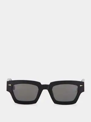 AHLEM Magenta Rectangular Sunglasses With Palladium And Gold Hardware - Black