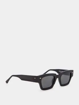 AHLEM Magenta Rectangular Sunglasses With Palladium And Gold Hardware - Black