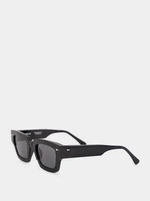 AHLEM Magenta Rectangular Sunglasses With Palladium And Gold Hardware - Black