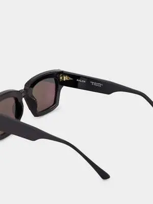 AHLEM Magenta Rectangular Sunglasses With Palladium And Gold Hardware - Black