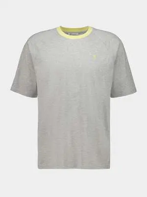 AMI Paris And Yellow De Coeur Cotton T-shirt - Grey