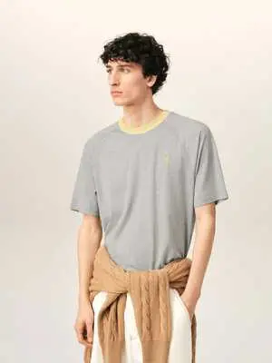 AMI Paris And Yellow De Coeur Cotton T-shirt - Grey