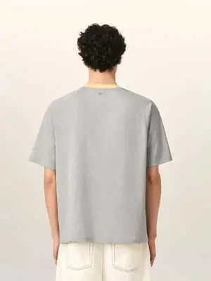 AMI Paris And Yellow De Coeur Cotton T-shirt - Grey