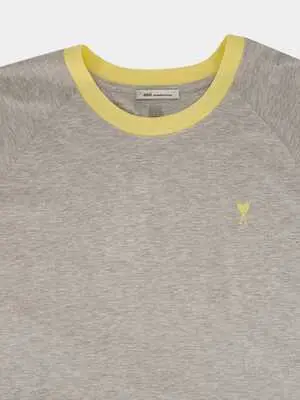 AMI Paris And Yellow De Coeur Cotton T-shirt - Grey