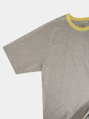 AMI Paris And Yellow De Coeur Cotton T-shirt - Grey