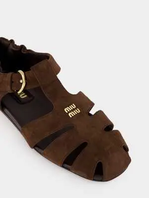 Miu Miu Suede Fisherman Sandals - Brown