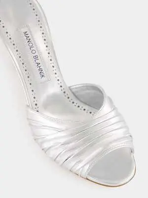 Manolo Blahnik Pirua 70 Nappa Heeled Mules - Silver