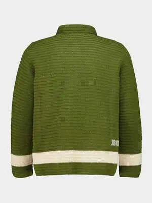 BODE Crochet Long Sleeve Shirt With Beaded Logo - Green