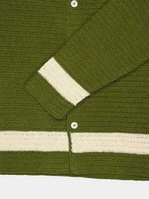 BODE Crochet Long Sleeve Shirt With Beaded Logo - Green