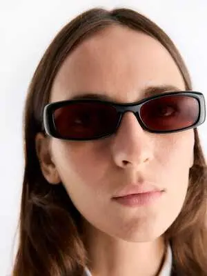 PORT TANGER Rectangle Acetate Sunglasses Black