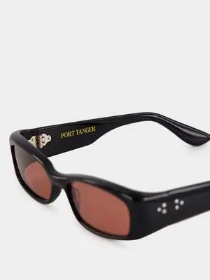 PORT TANGER Rectangle Acetate Sunglasses - Black