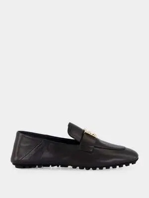Fendi Baguette Leather Loafers - Black