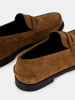 Prada Suede Penny Loafers - Brown