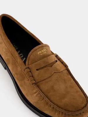 Prada Suede Penny Loafers - Brown