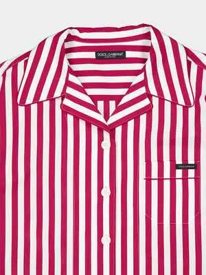 Dolce & Gabbana Striped Cotton Blend Short Sleeve Shirt