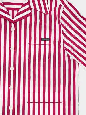 Dolce & Gabbana Striped Cotton Blend Short Sleeve Shirt