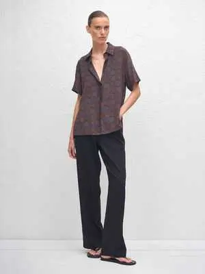 Matteau Marrakesh Silk Short Sleeve Shirt - Brown