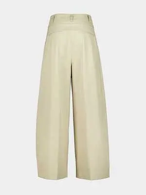 Altuzarra Wilson Wide-leg Cotton Trousers In Sapling - Beige