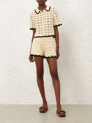 Zimmermann Aster Crochet Shorts - Beige