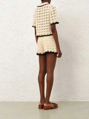 Zimmermann Aster Crochet Shorts - Beige