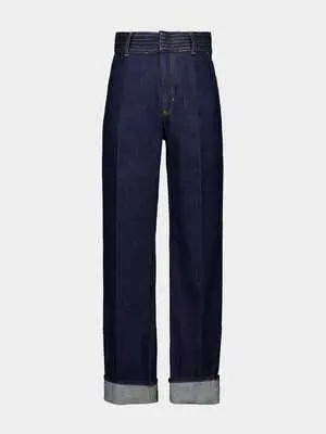 FRAME Dark Trapunto Denim Trousers - Blue