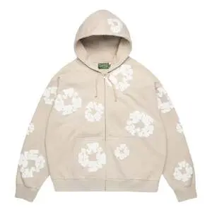 DENIM TEARS Cotton Wreath Zip Hoodie - Cream