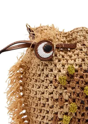 ANYA HINDMARCH Creature Leather And Raffia Cross-body Bag - Brown