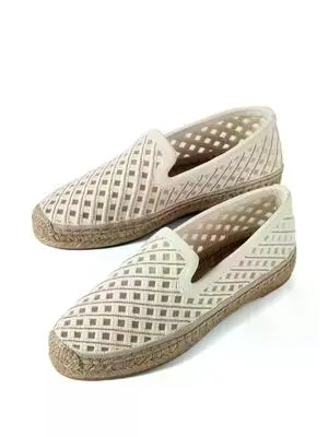 Brunello Cucinelli Cotton And Suede Espadrilles With Precious Net Detailing
