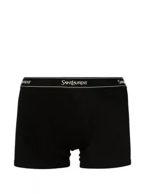 Saint Laurent Logo-waistband Ribbed Boxers - Black