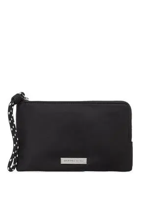 Karl Lagerfeld Logo Plaque Rope-trim Clutch Bag - Black