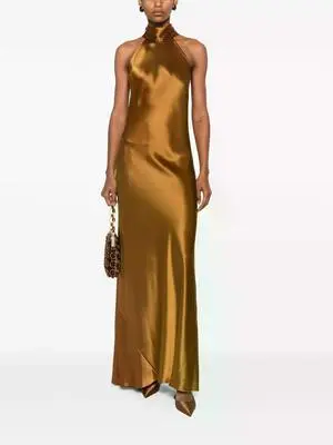 Galvan Sienna Satin Halterneck Gown