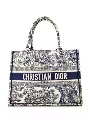 Dior Embroidered Canvas Medium Tote Bag - Blue