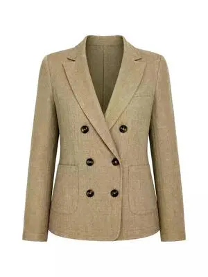 TRUE AVENUE Double-breasted Linen Blazer