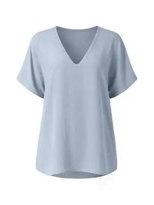 ALYSI Short-sleeve V-neck Top - Blue