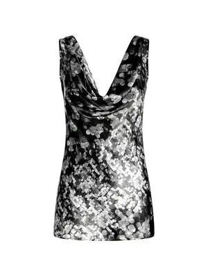 COLLINI MILANO Selena Sequin Embellished Cowl Neck Top