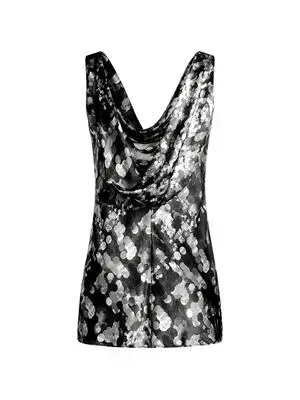 COLLINI MILANO Selena Sequin Embellished Cowl Neck Top