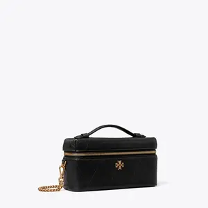 Tory Burch Charlie Quilted Vanity Case - Black/charms