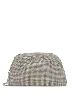 Luisa Spagnoli Crystal Embellished Ruched Clutch Bag - Silver