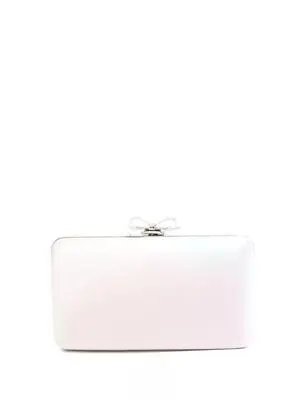 SELF-PORTRAIT Satin Mini Clutch Bag With Embellished Bow - Pink