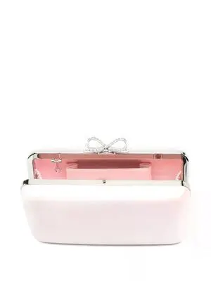 SELF-PORTRAIT Satin Mini Clutch Bag With Embellished Bow