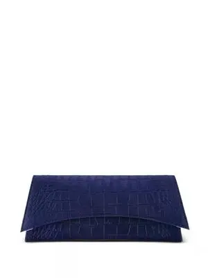 Tyler Ellis Veronica Stamped-satin Clutch Bag - Blue