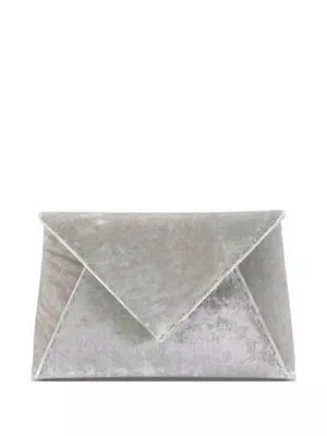 Tyler Ellis Small Lee Pouchet Velvet Clutch Bag - Grey
