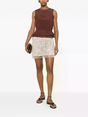 Cult Gaia Idalia Bead-embellished Midi Skirt - Neutrals