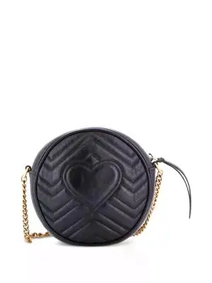 Gucci Matelasse Leather Round Shoulder Bag - Black