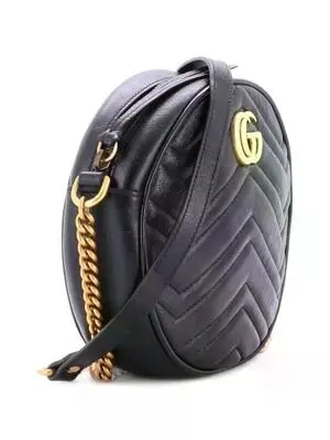 Gucci Matelasse Leather Round Shoulder Bag - Black