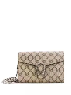 Gucci Dionysus Chain Wallet Gg Coated Canvas Small Crossbody Bag - Brown