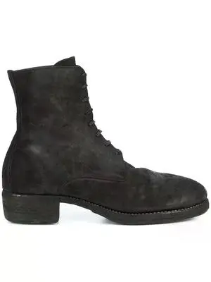 Guidi Leather Lace-up Boots - Black